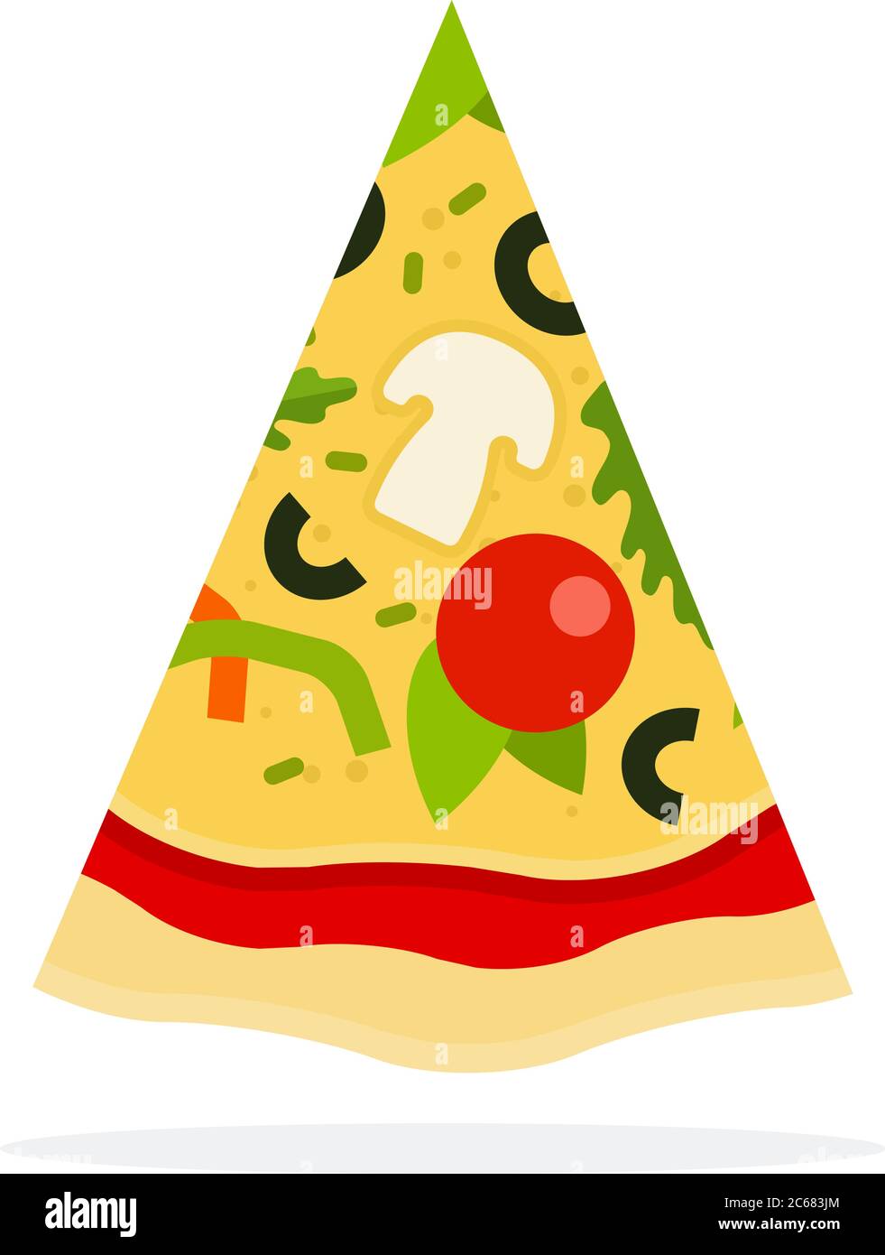 Triangular slice of Italian Pizza flat icon vector isolated Stock ...