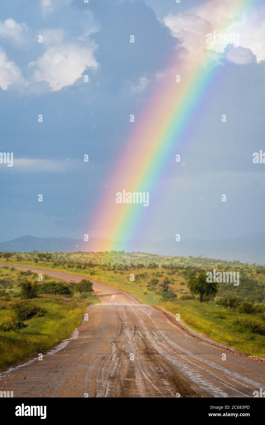 Rainbow in Namibia Stock Photo - Alamy