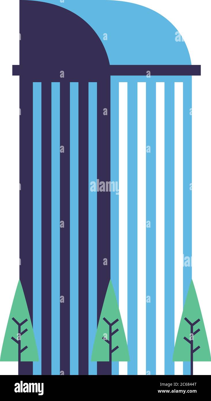 building construction with trees city scene vector illustration design ...