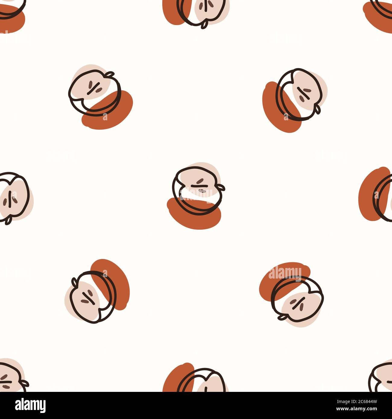 Seamless background cut apple. Gender neutral kid food pattern. Simple ...