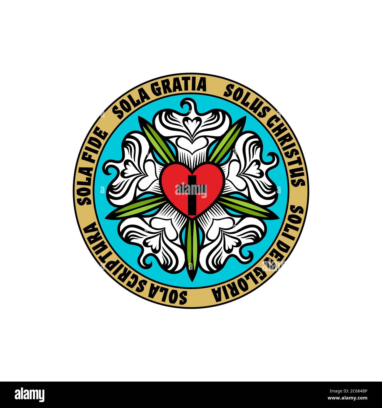 Rose Luther. Illustration of theology and confession of faith in the ...