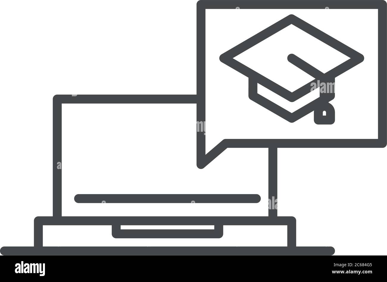 teach school and education online laptop graduation cap line style icon ...