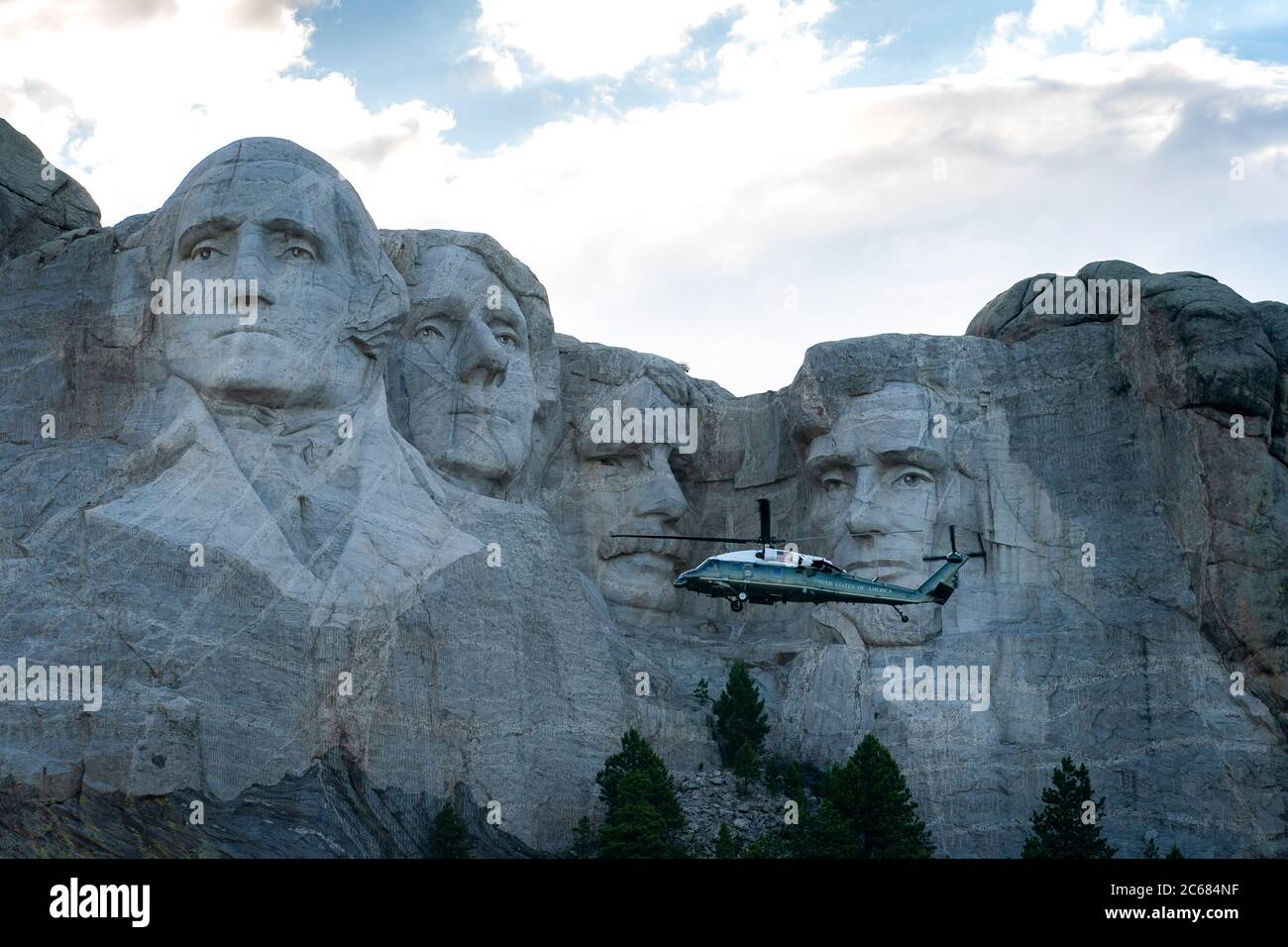 U.S. President Donald Trump and First Lady Melania Trump fly past the ...