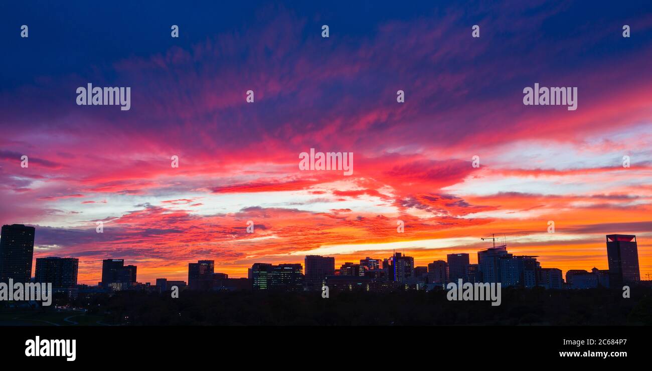 View of sunset over Houston, Texas, USA Stock Photo - Alamy