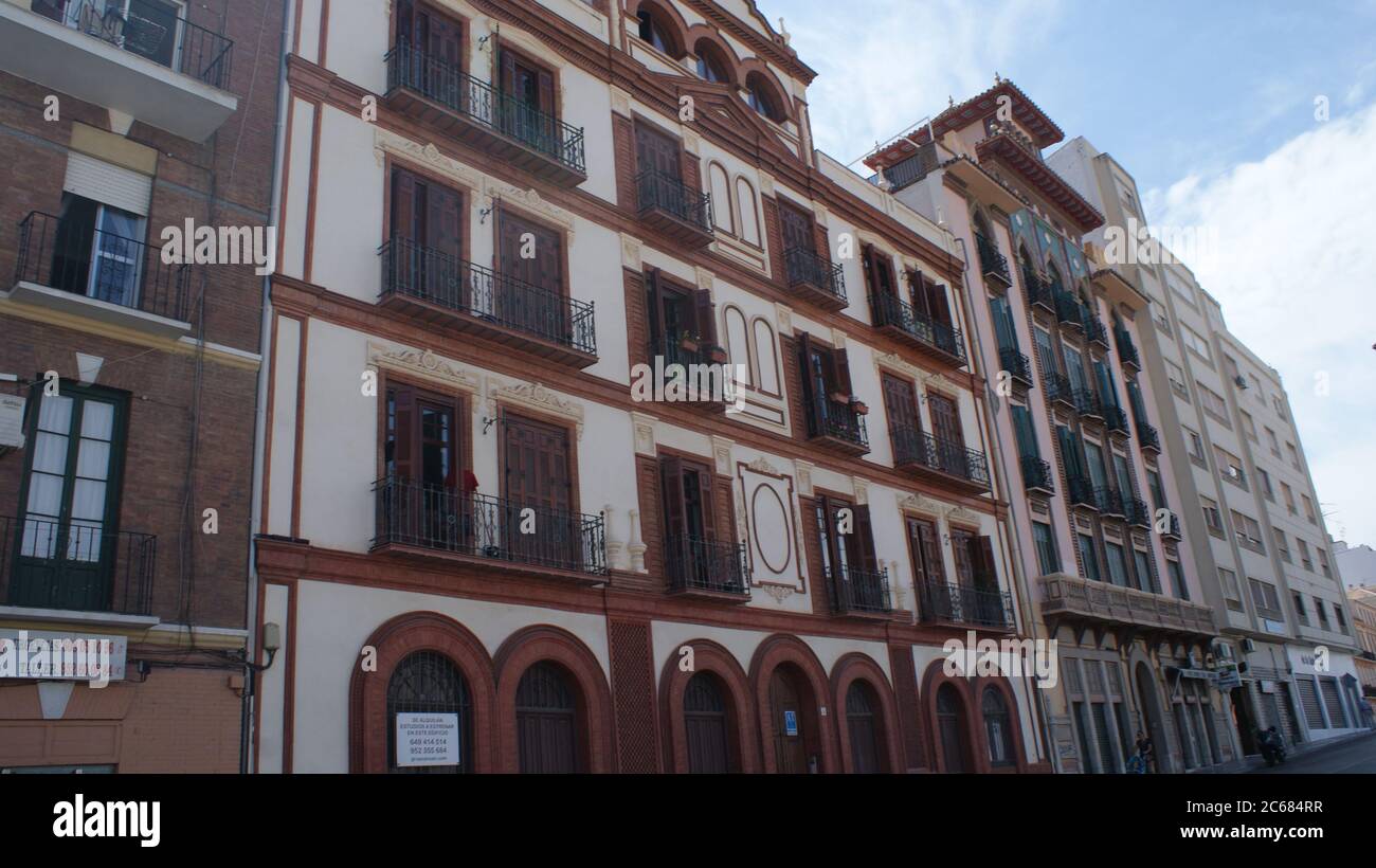 No filter. Spanish megapolis Malaga has amazing architecture. Summer ...