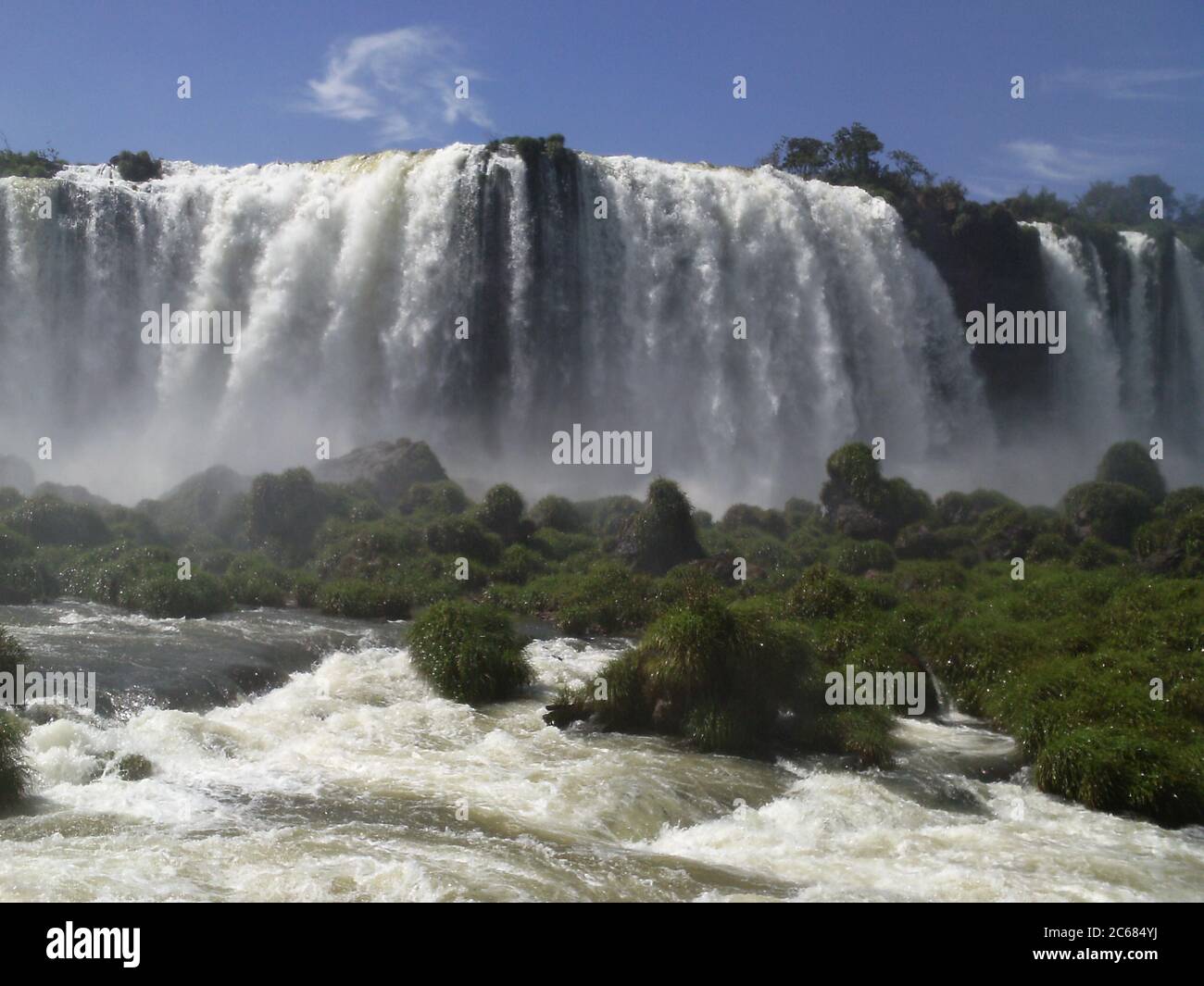 Beautiful nature of Brasil: waterfalls Iguazu. A lot of splash, water ...