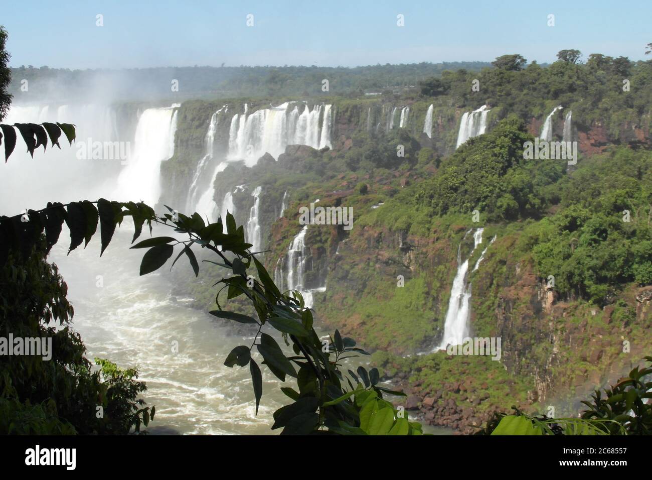 Beautiful nature of Brasil: waterfalls Iguazu. A lot of splash, water ...