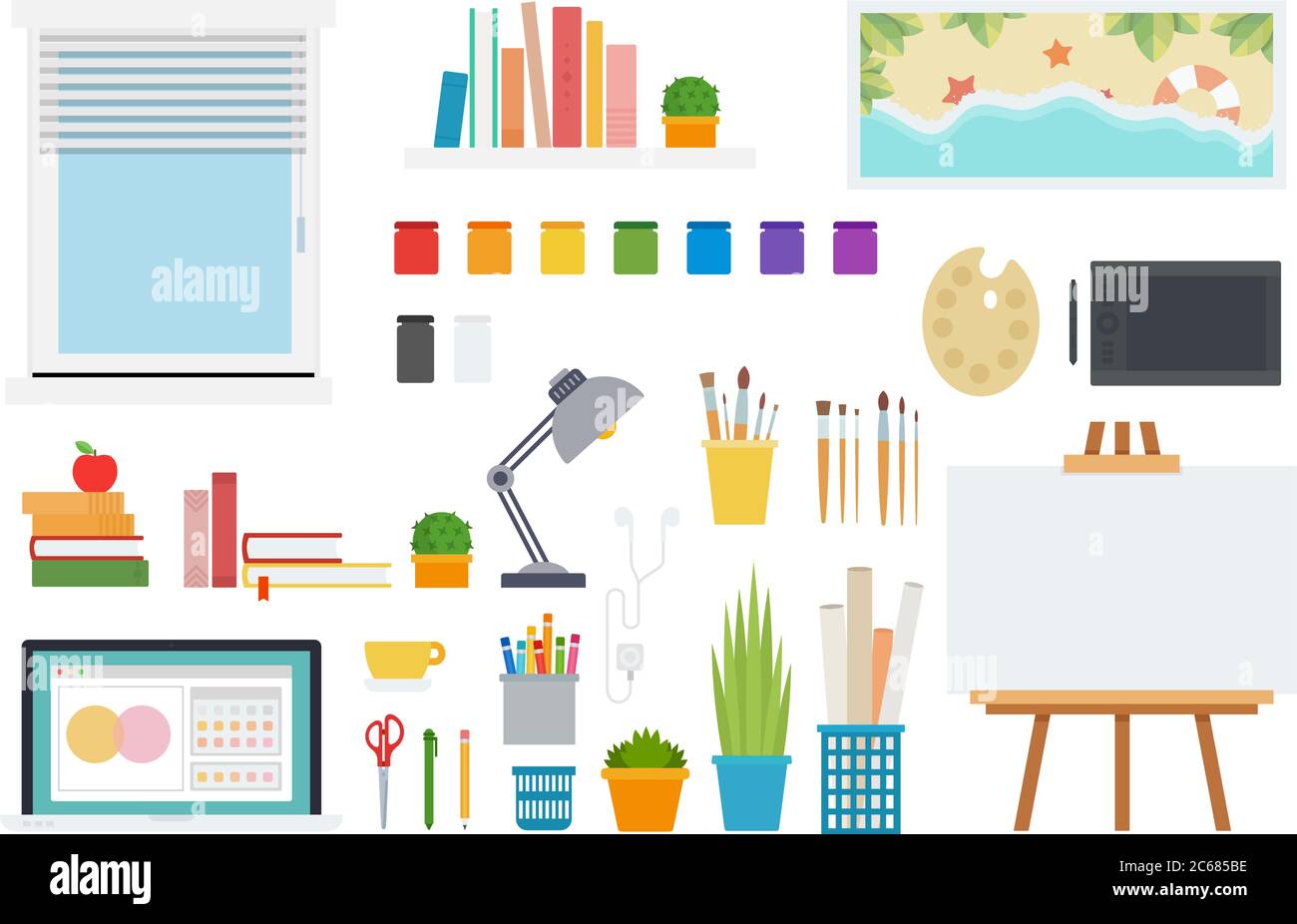 Set of illustrator workspace icons flat vector Stock Vector Image & Art ...