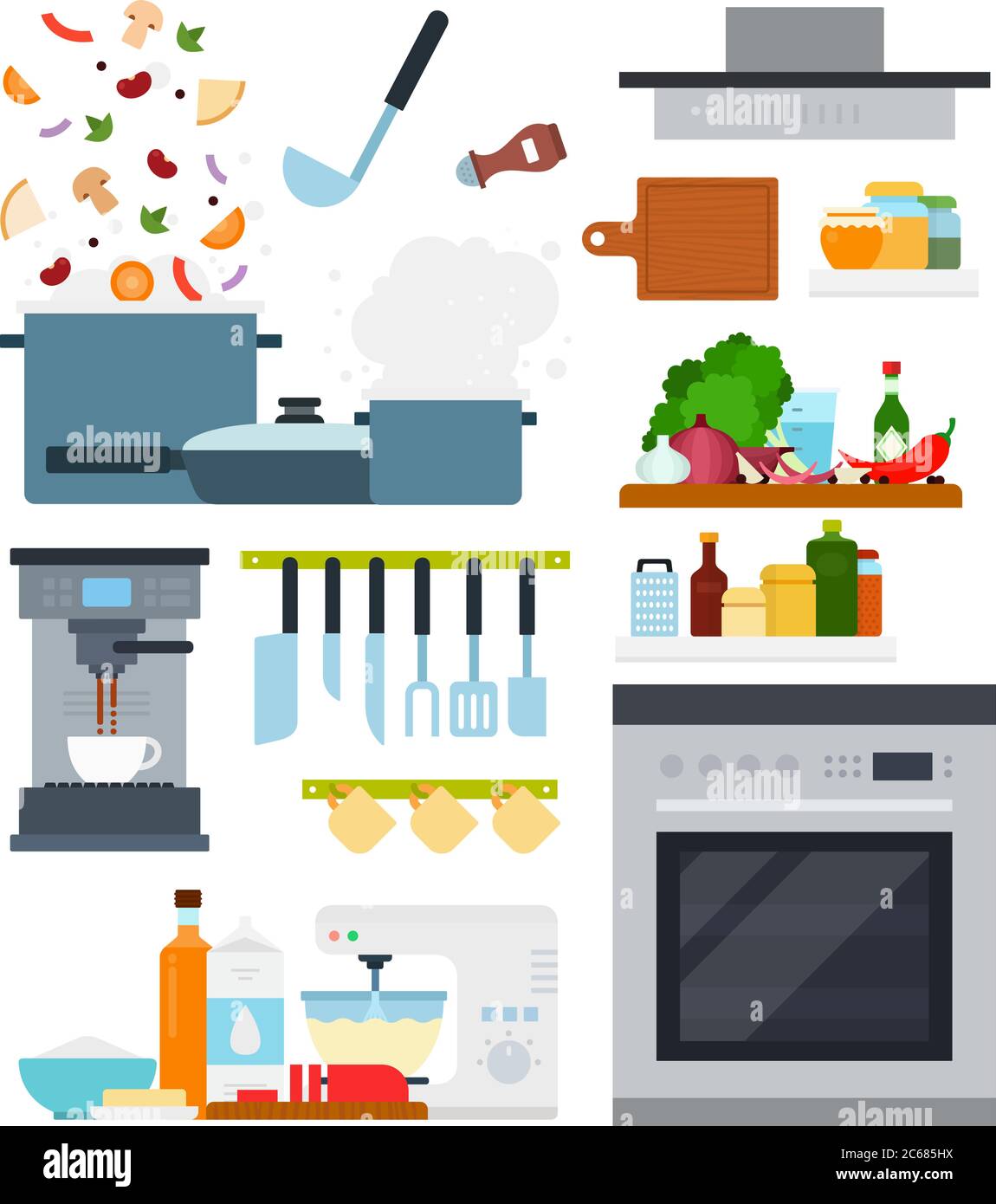 Home kitchen set icons hi-res stock photography and images - Alamy