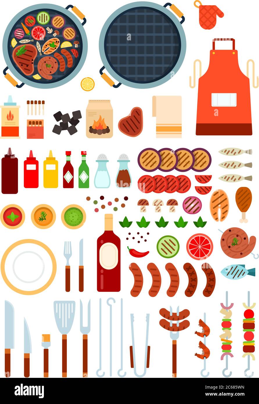 Set of Grill and Beef icons flat vector Stock Vector Image & Art - Alamy