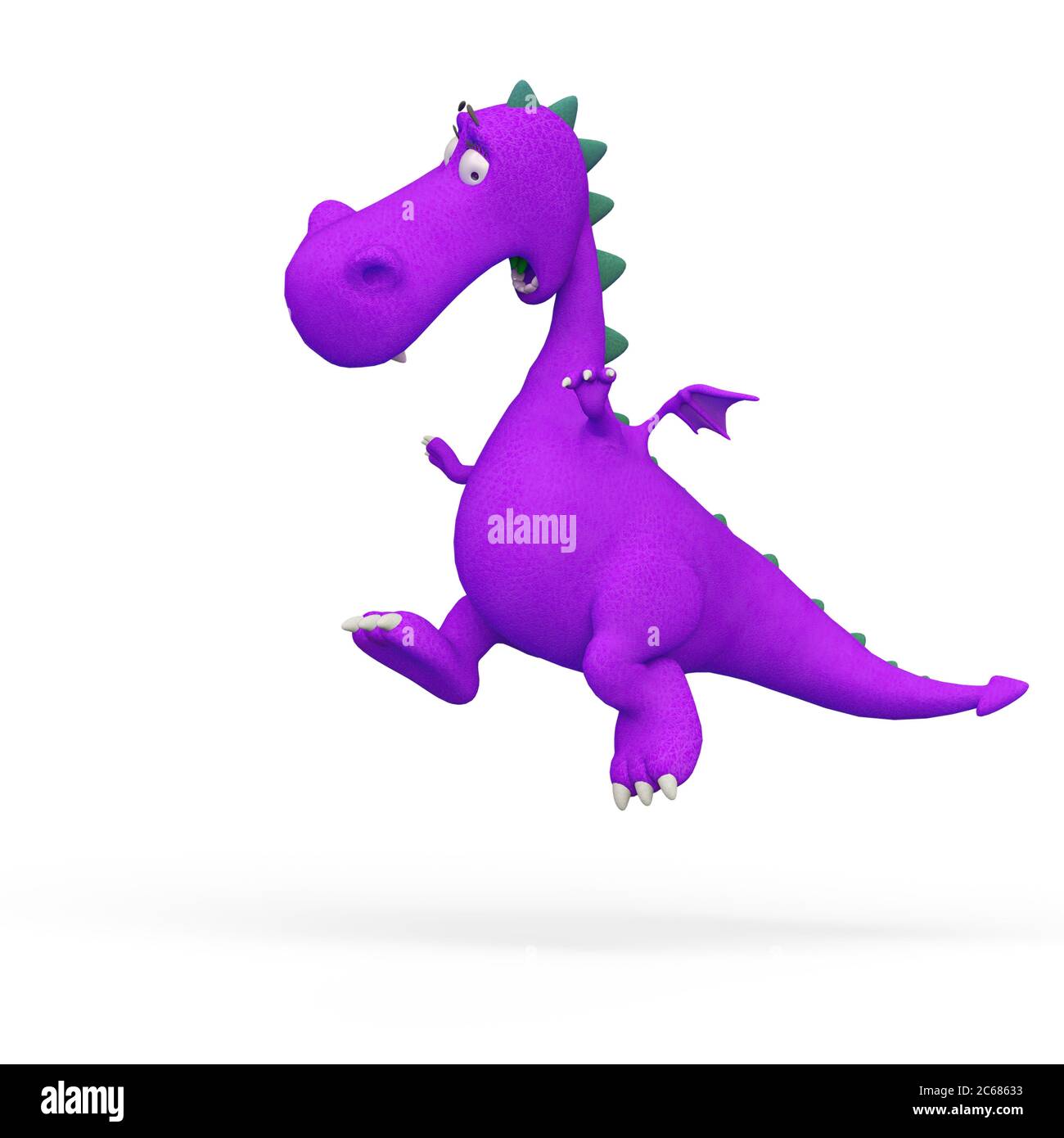baby dragon cartoon scared in a white background, 3d illustration Stock ...