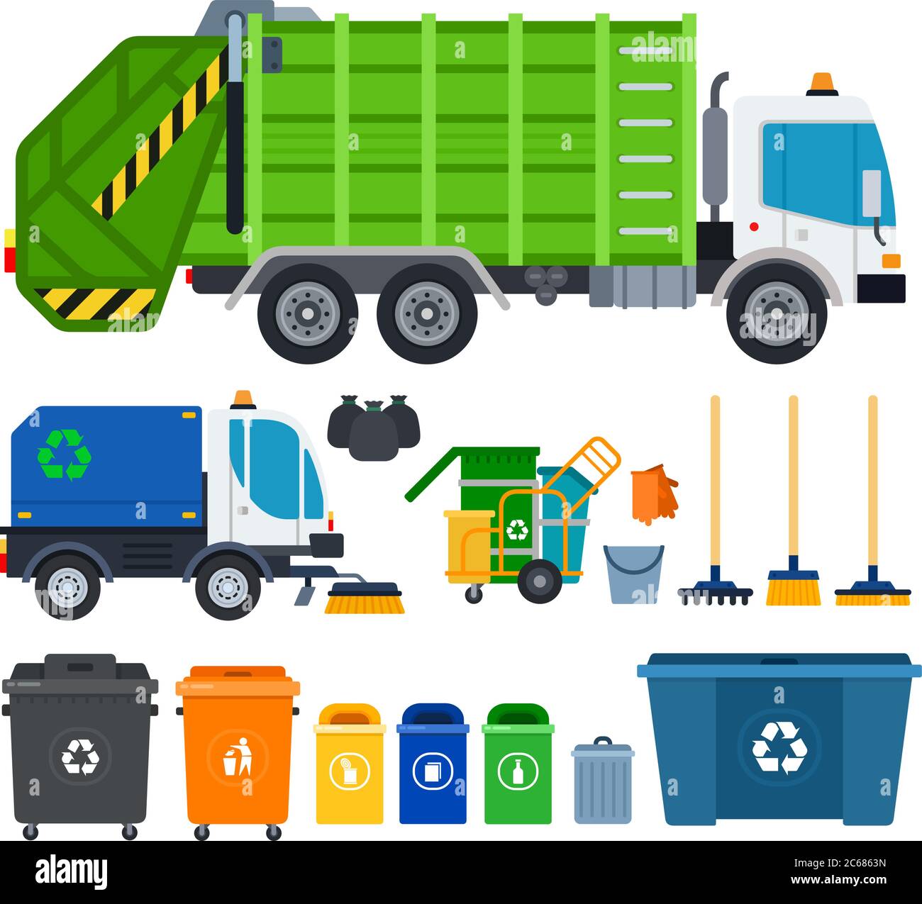 Set of Garbage truck icons flat vector Stock Vector Image & Art - Alamy