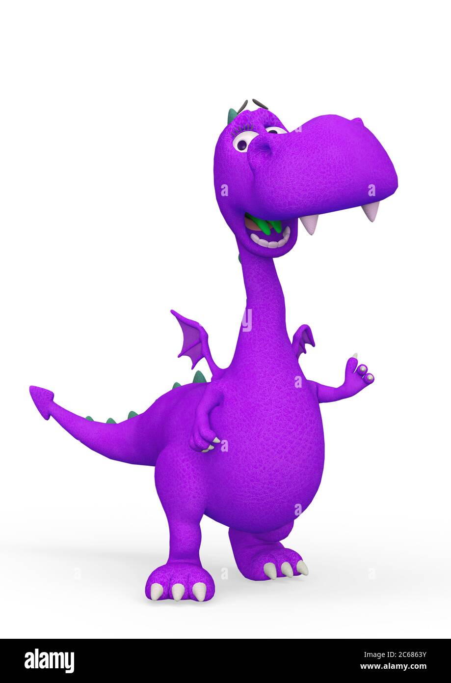 baby dragon cartoon is singing in a white background, 3d illustration ...