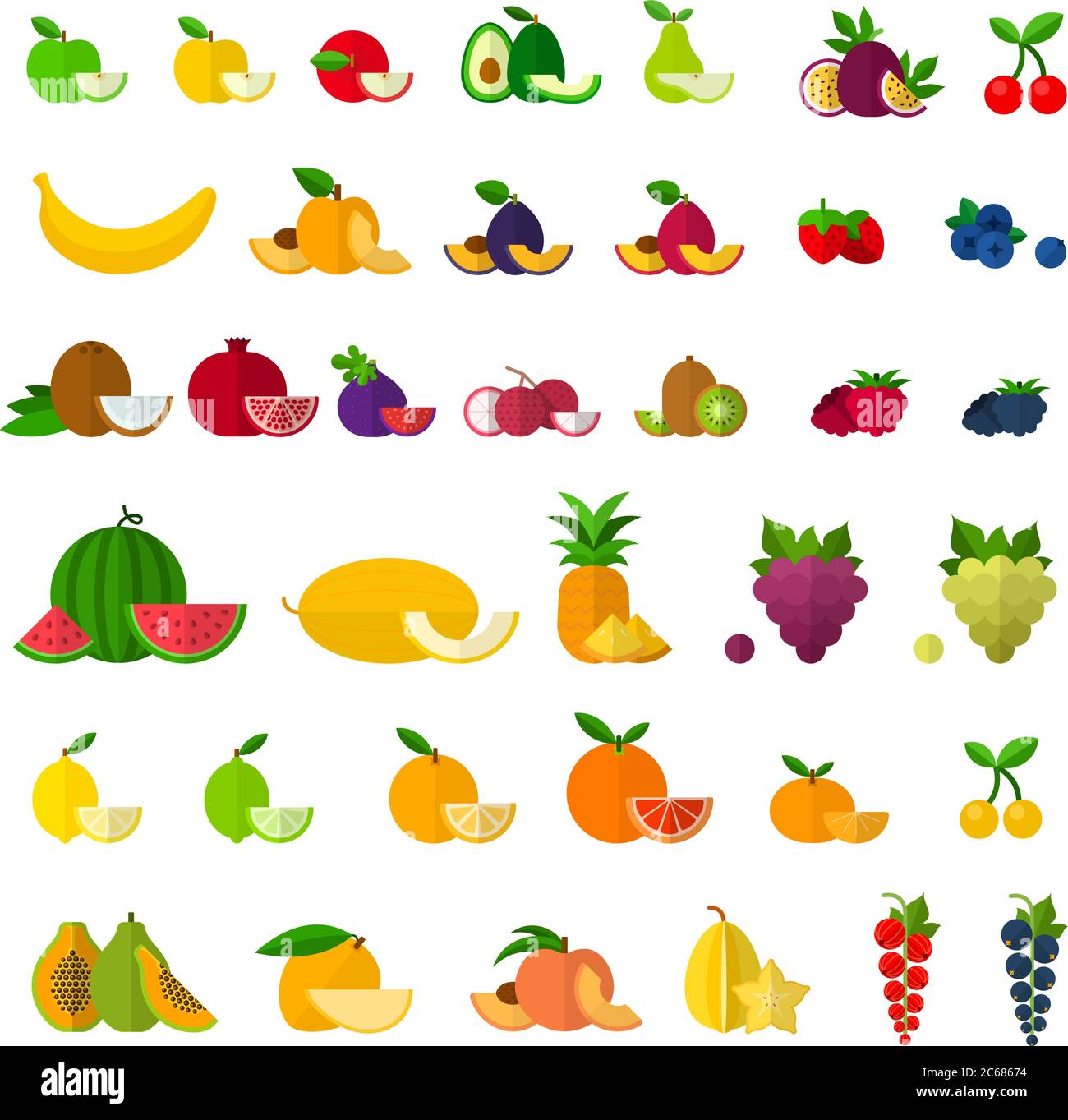 Set of Fruits and Berries icons flat vector Stock Vector Image & Art ...