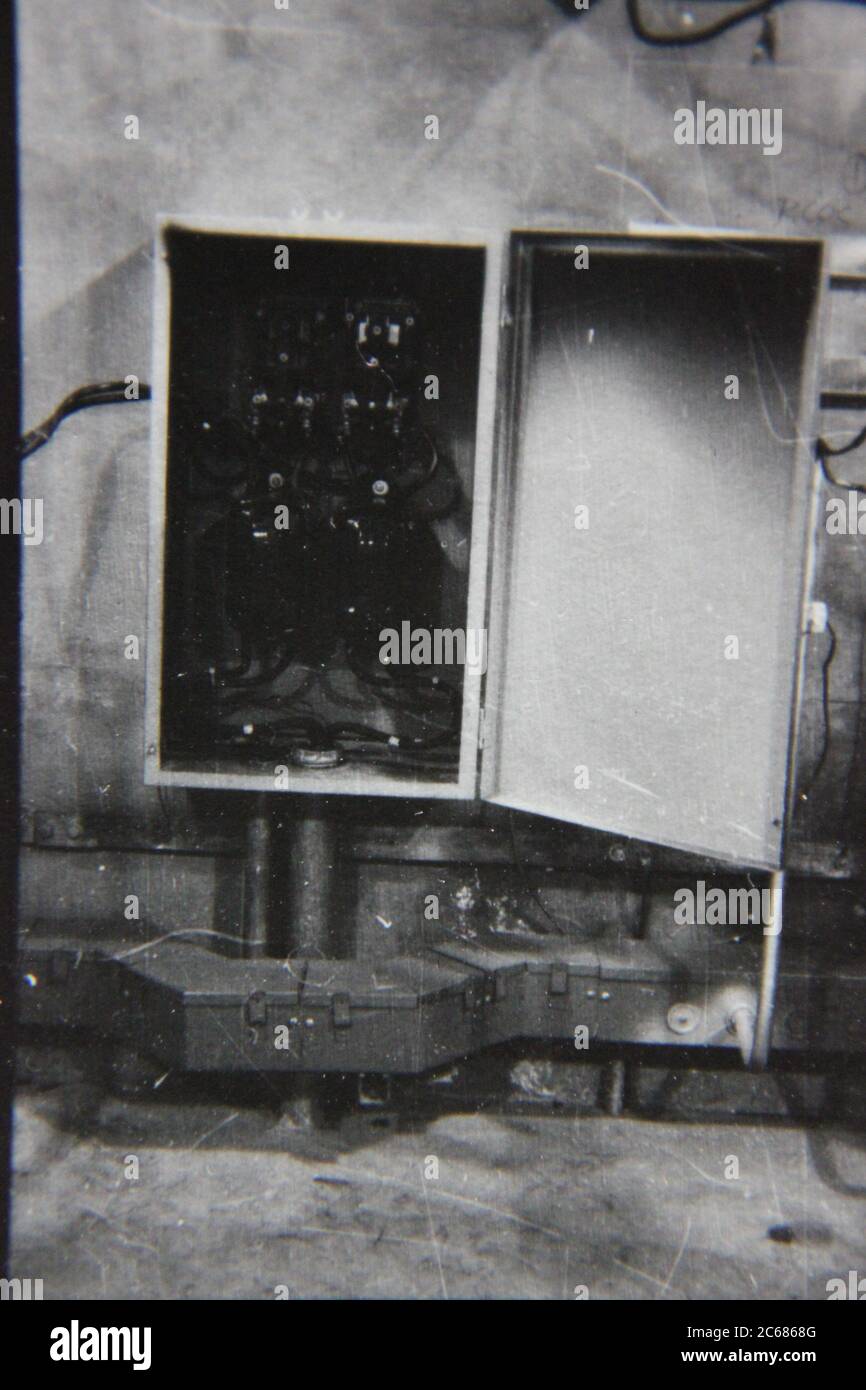 Fine 70s vintage black and white lifestyle photography of a fully wired ...