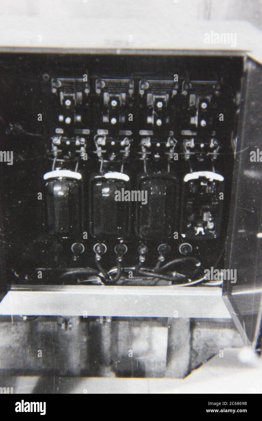 Fine 70s vintage black and white lifestyle photography of a fully wired ...