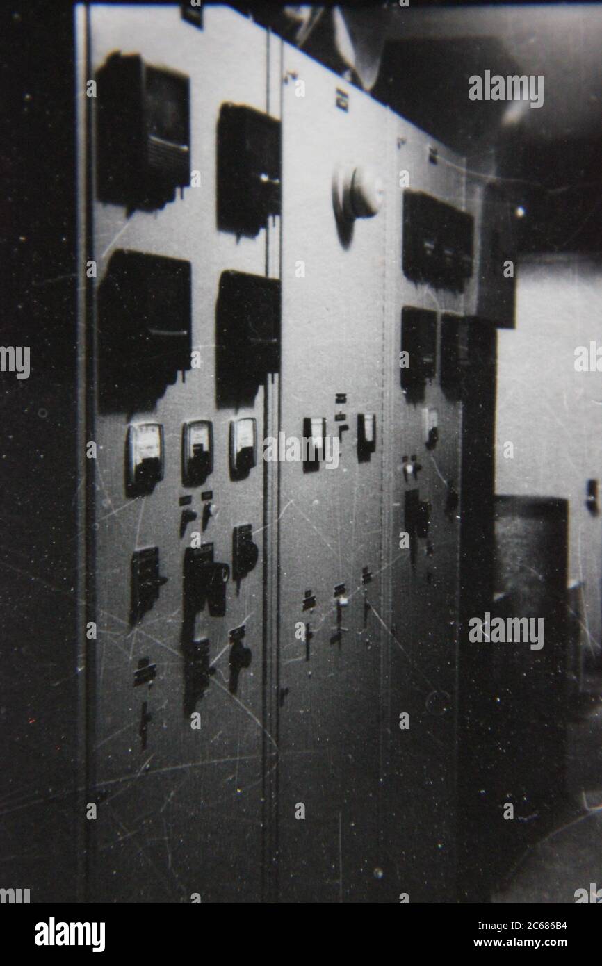 Fine 70s vintage black and white lifestyle photography of a fully wired ...