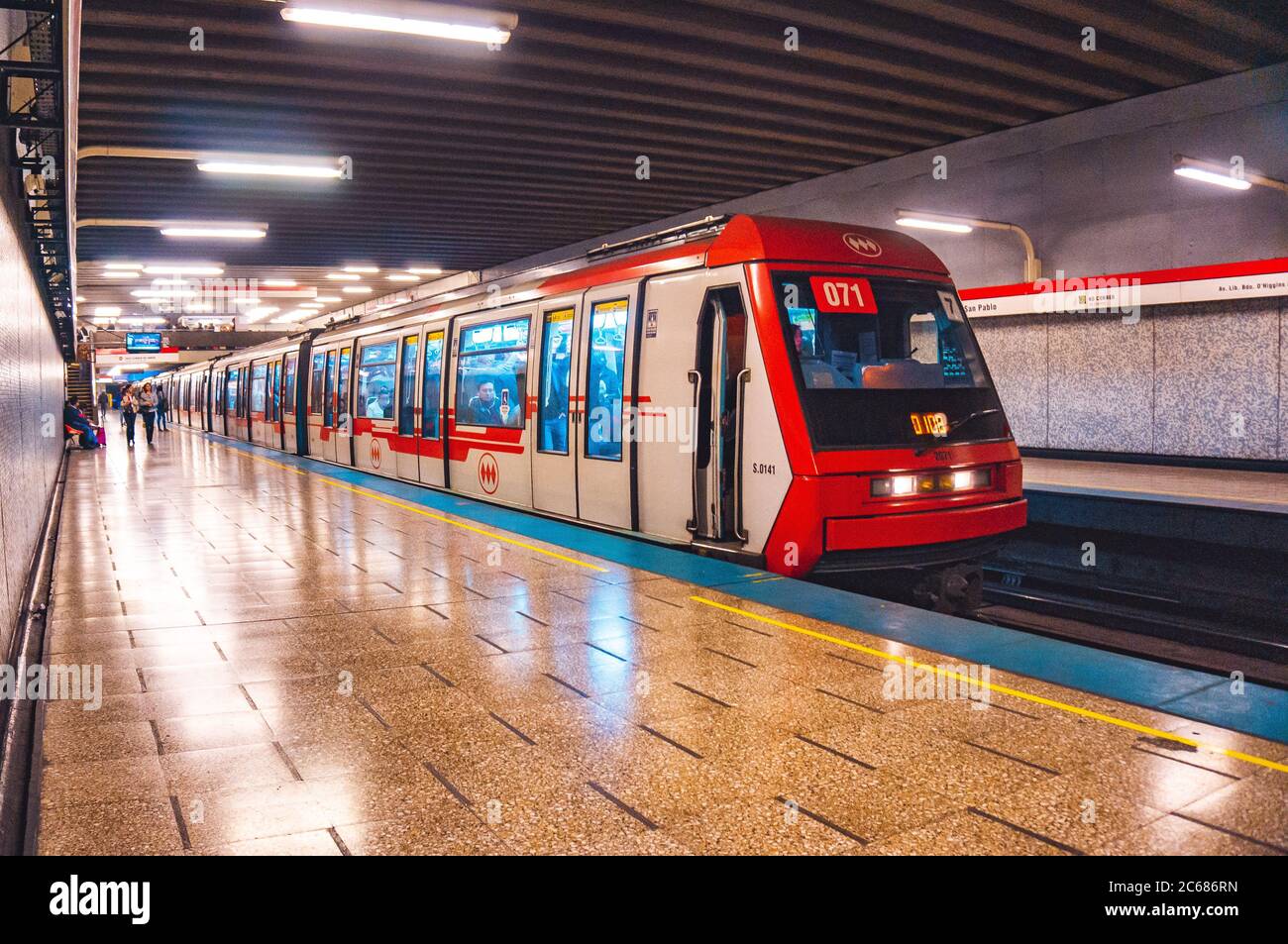 Santiago, Chile - July 2015: A Metro de Santiago train at Line 1 Stock ...