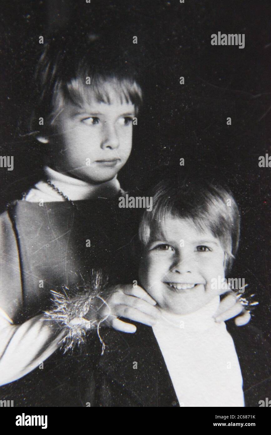 Fine 70s vintage black and white lifestyle photography of two boys ...