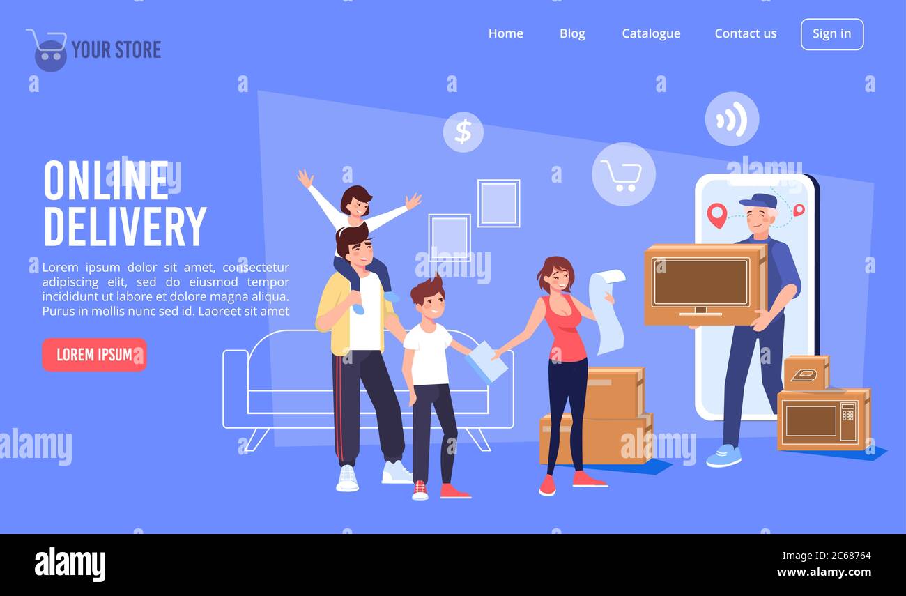 Electronics online delivery service landing page Stock Vector Image ...