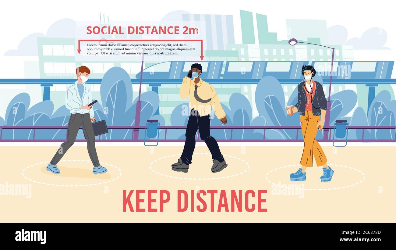 Keep safe two meter social distance during walk Stock Vector Image ...