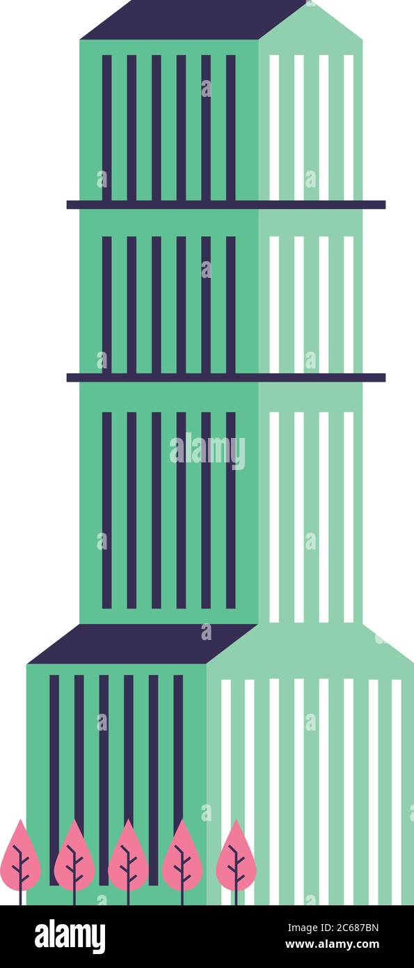 building construction with trees city scene vector illustration design ...
