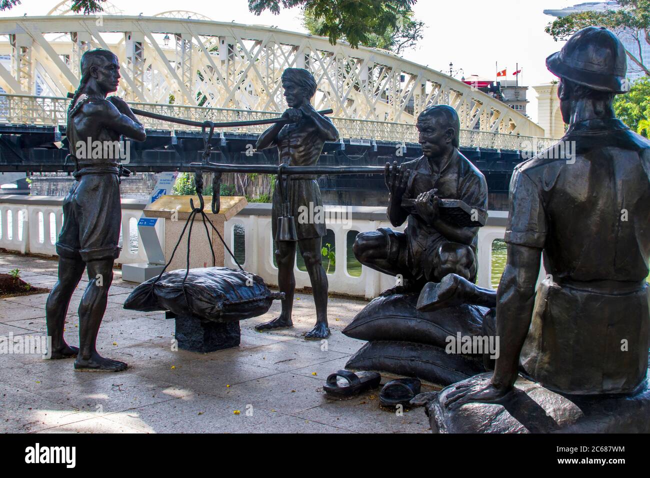 The bronze Sculptor "A great emporium" in Raffles place by the ...