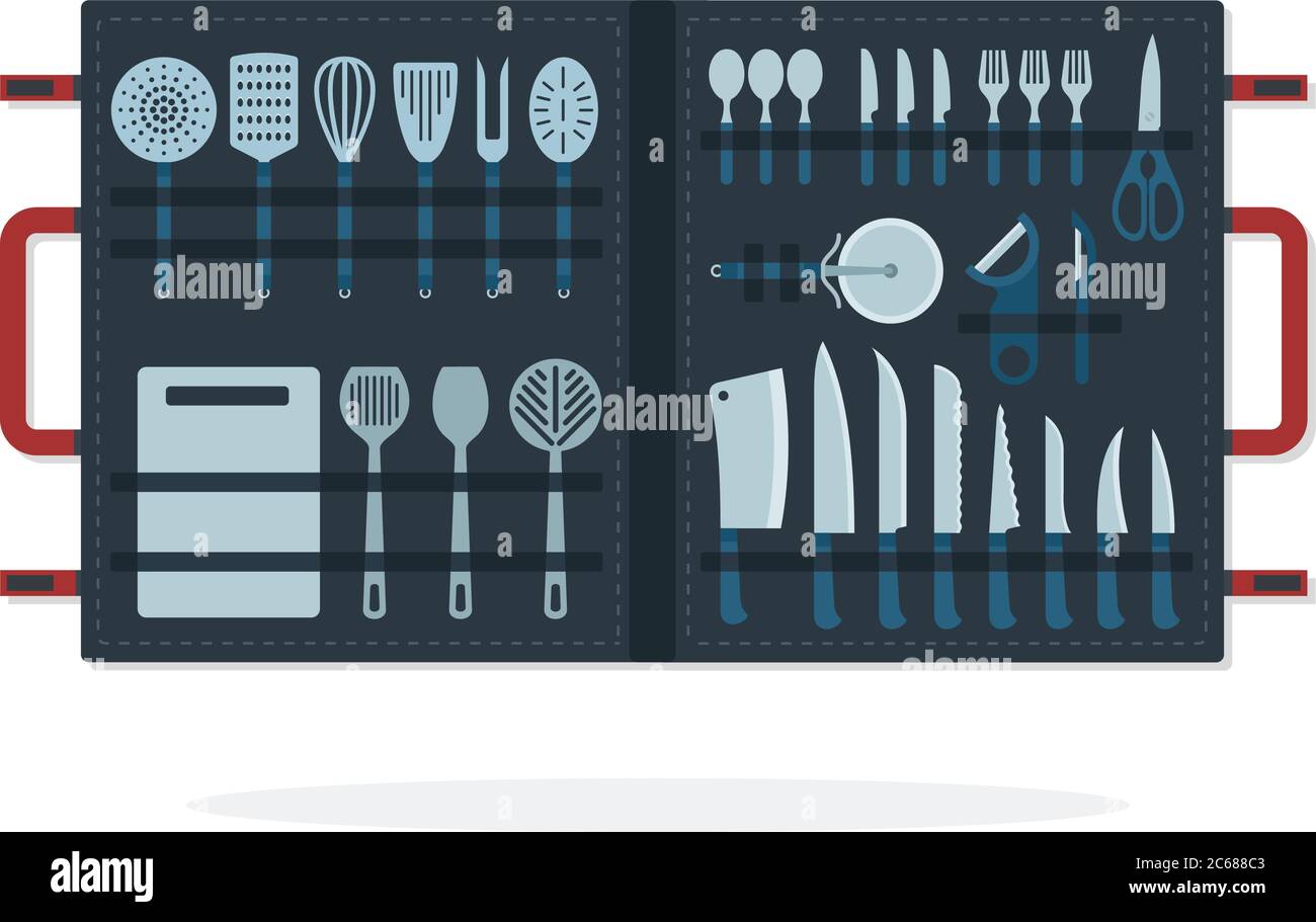 Case with cooking appliances vector flat material design isolated ...