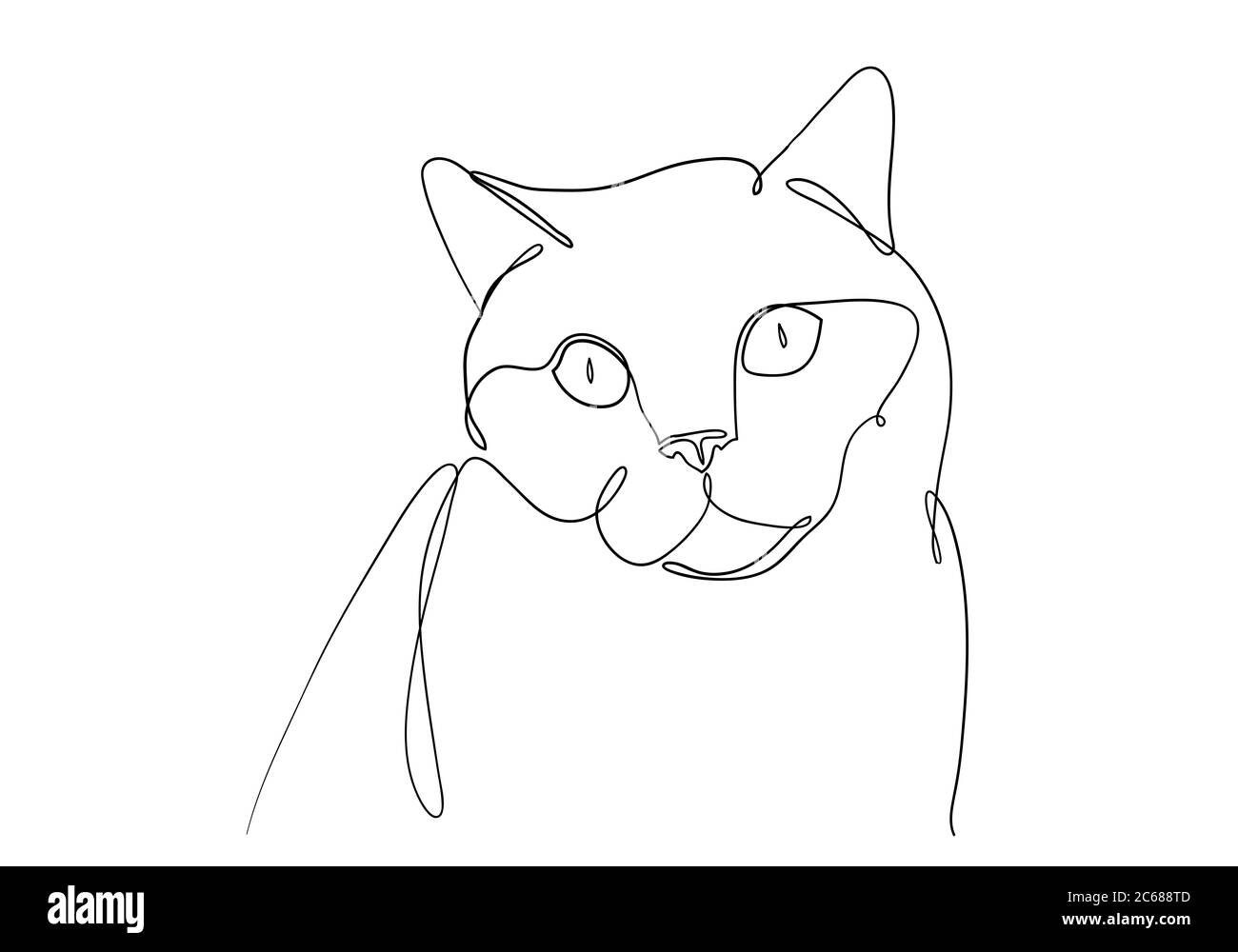 One line drawing of the cat in modern minimalistic style, Single line ...