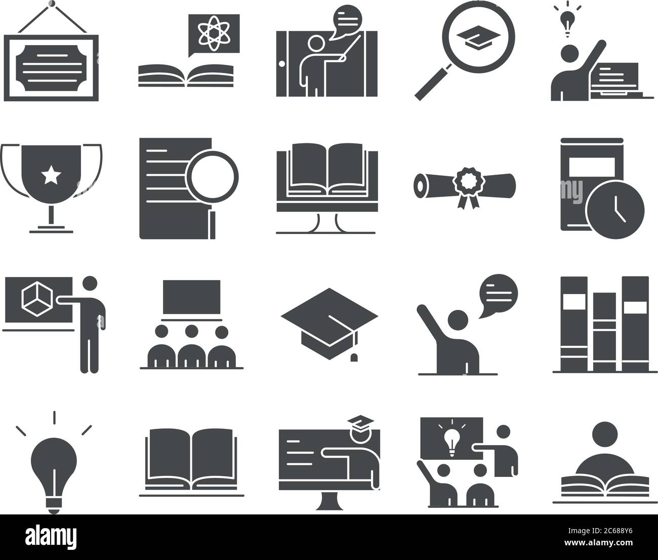 teach school education learn knowledge and training icons set ...