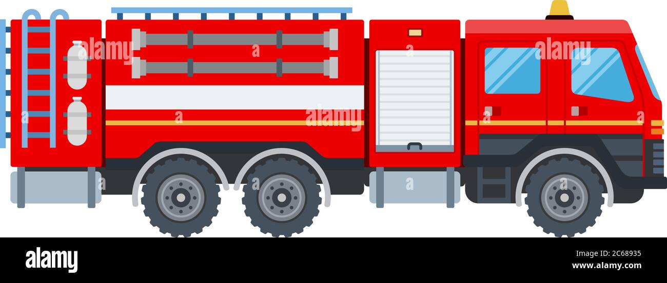 Fire engine vector flat design isolated object on white background ...