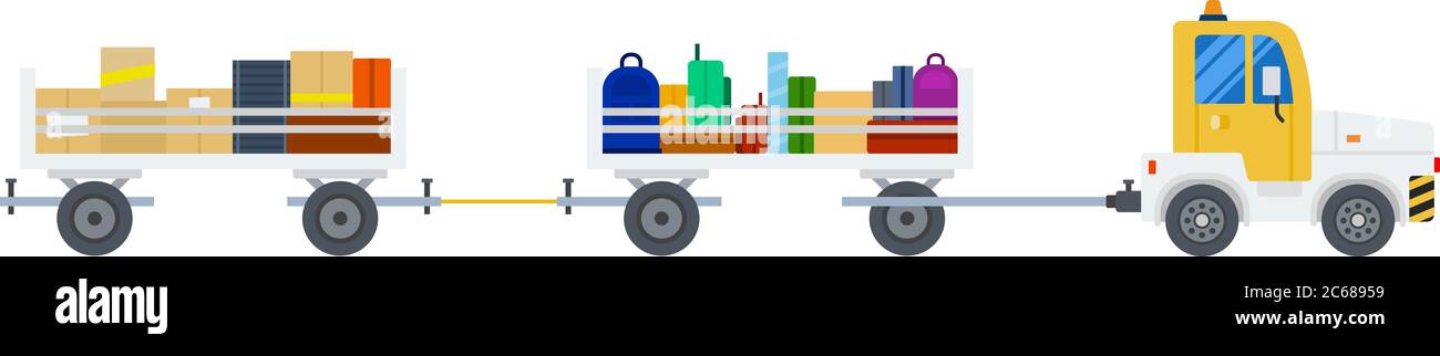 Baggage tractor at the airport vector flat design isolated object on ...