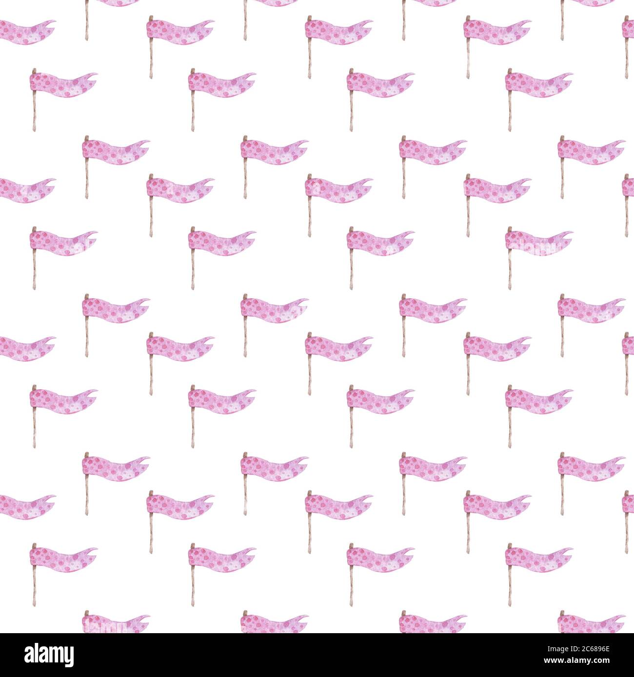 Seamless pattern with pink girlish bunting flags. Cute childish ...