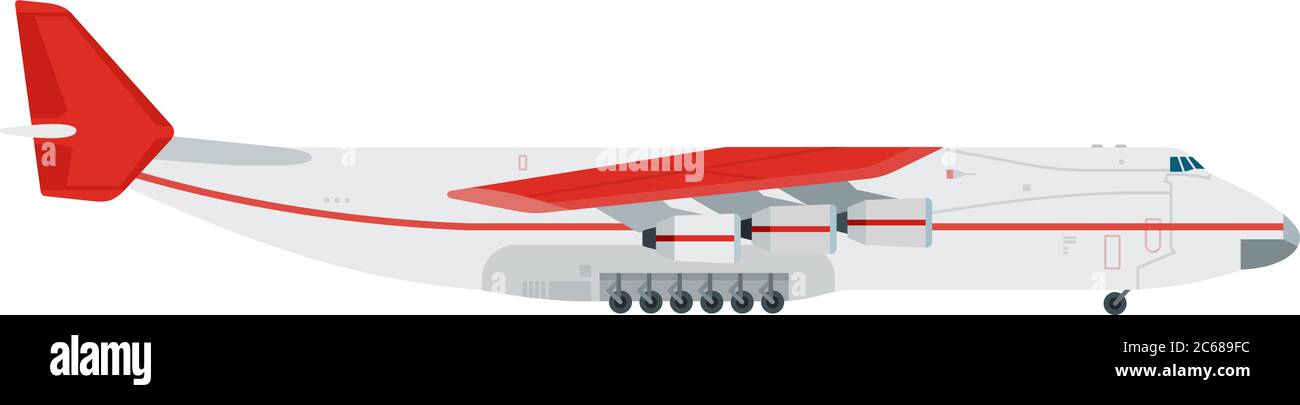 Red aircraft vector flat material design isolated object on white ...