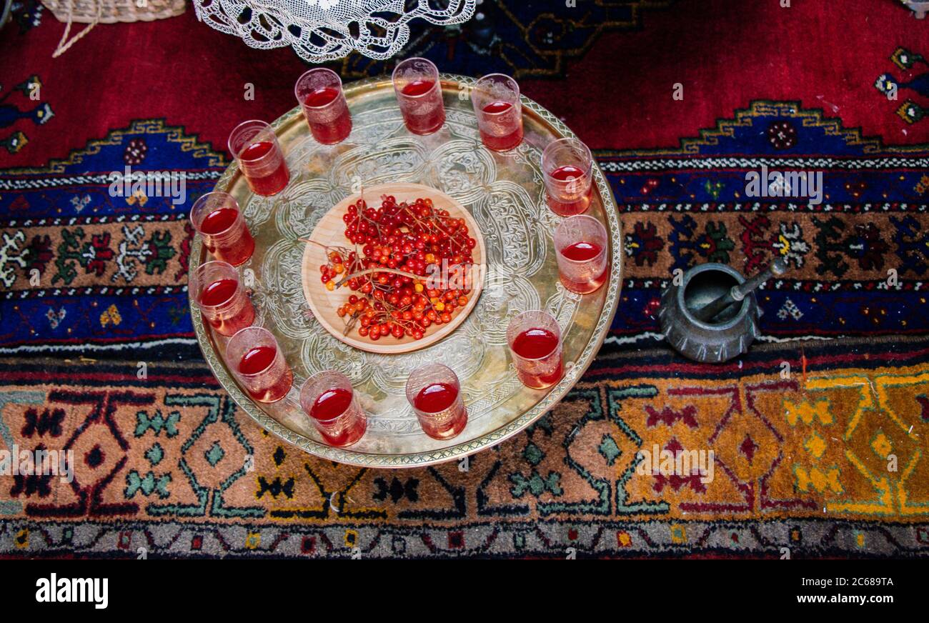 Homemade freshly red berry juice and a bowl of red berries Stock Photo ...