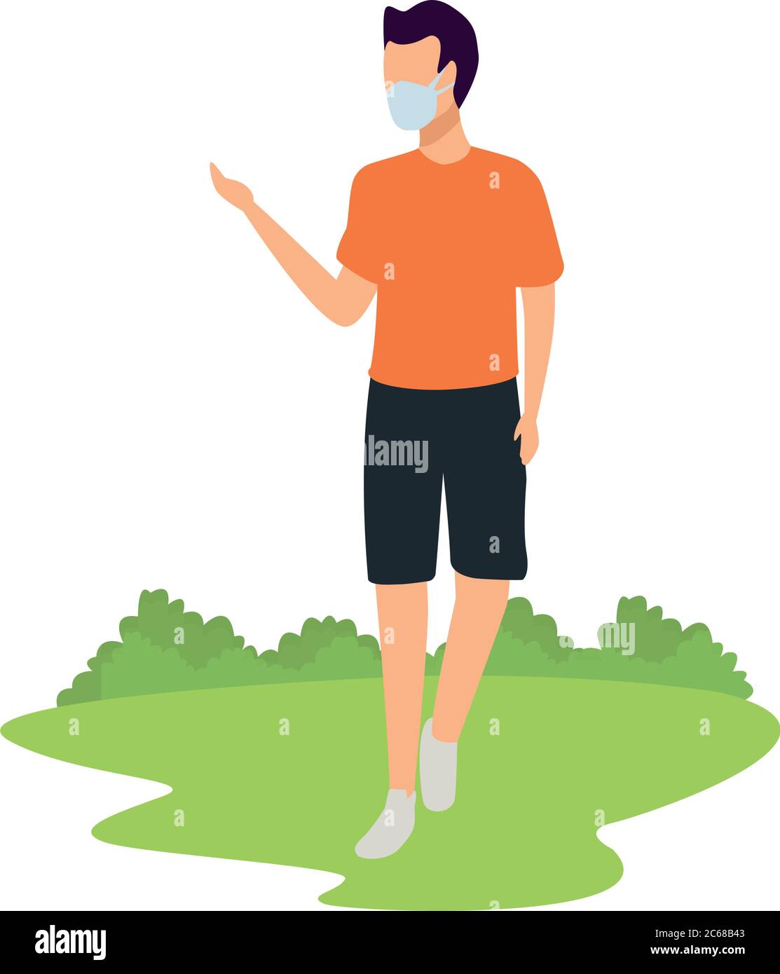 young man wearing medical mask character vector illustration design ...