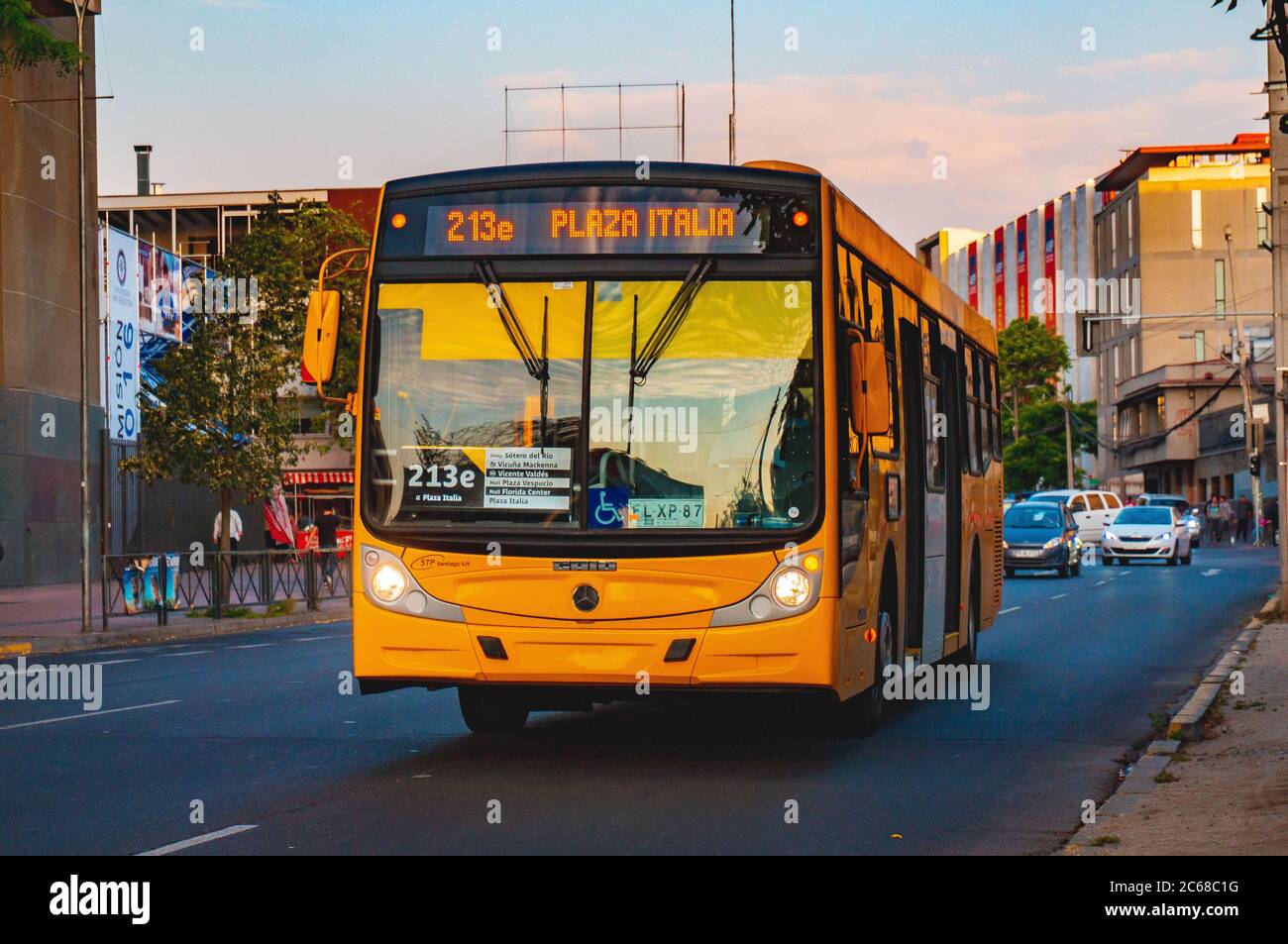 Santiago, Chile - December 2015: A public transport bus in Santiago ...