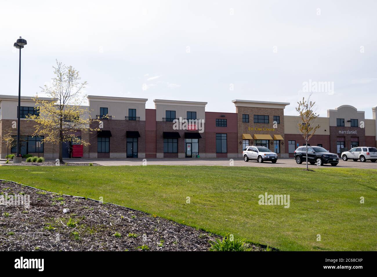 Maple Grove, Minnesota - May 14, 2020: Exterior view of a strip mall ...