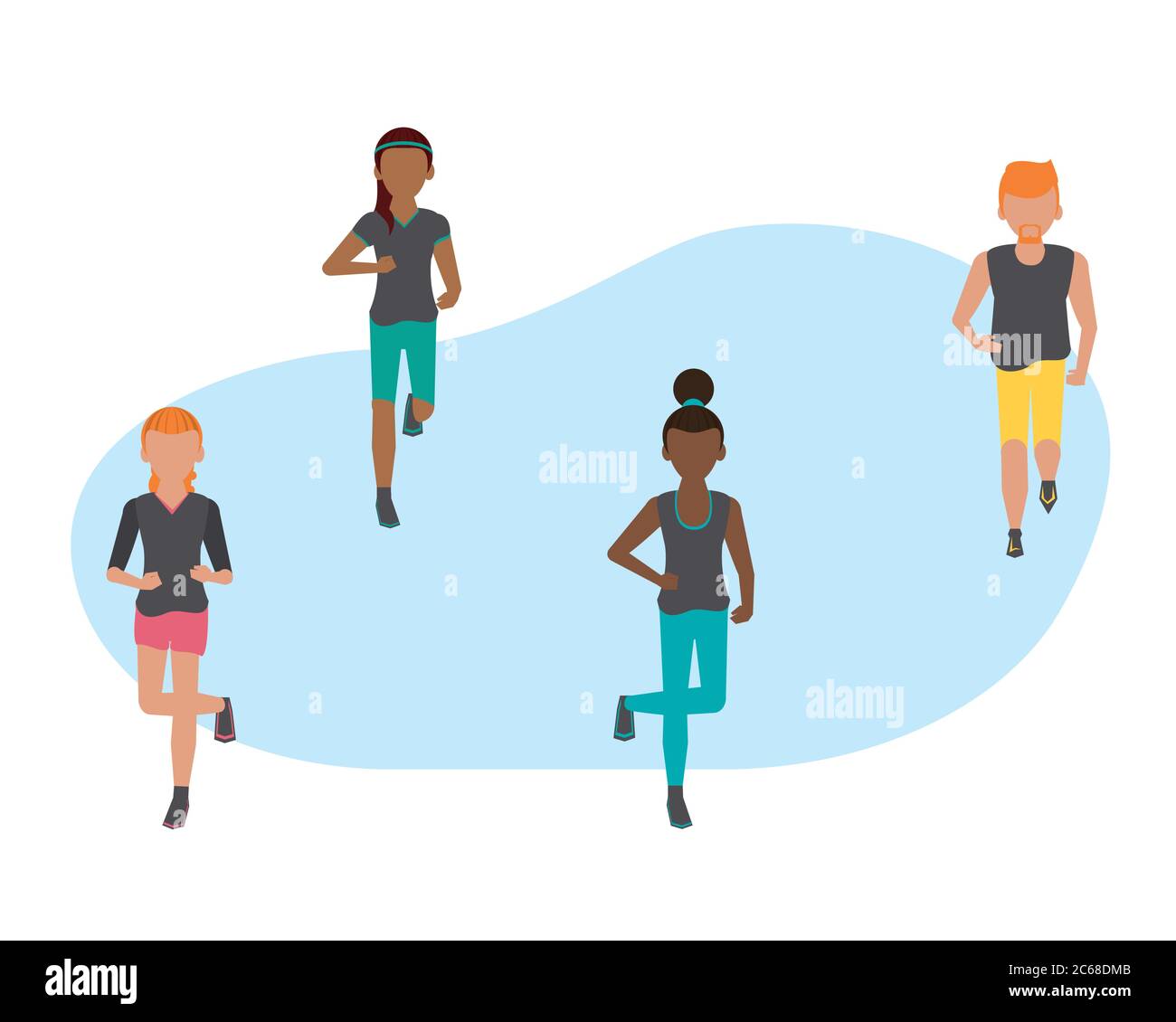 young people running athletes avatars characters vector illustration ...