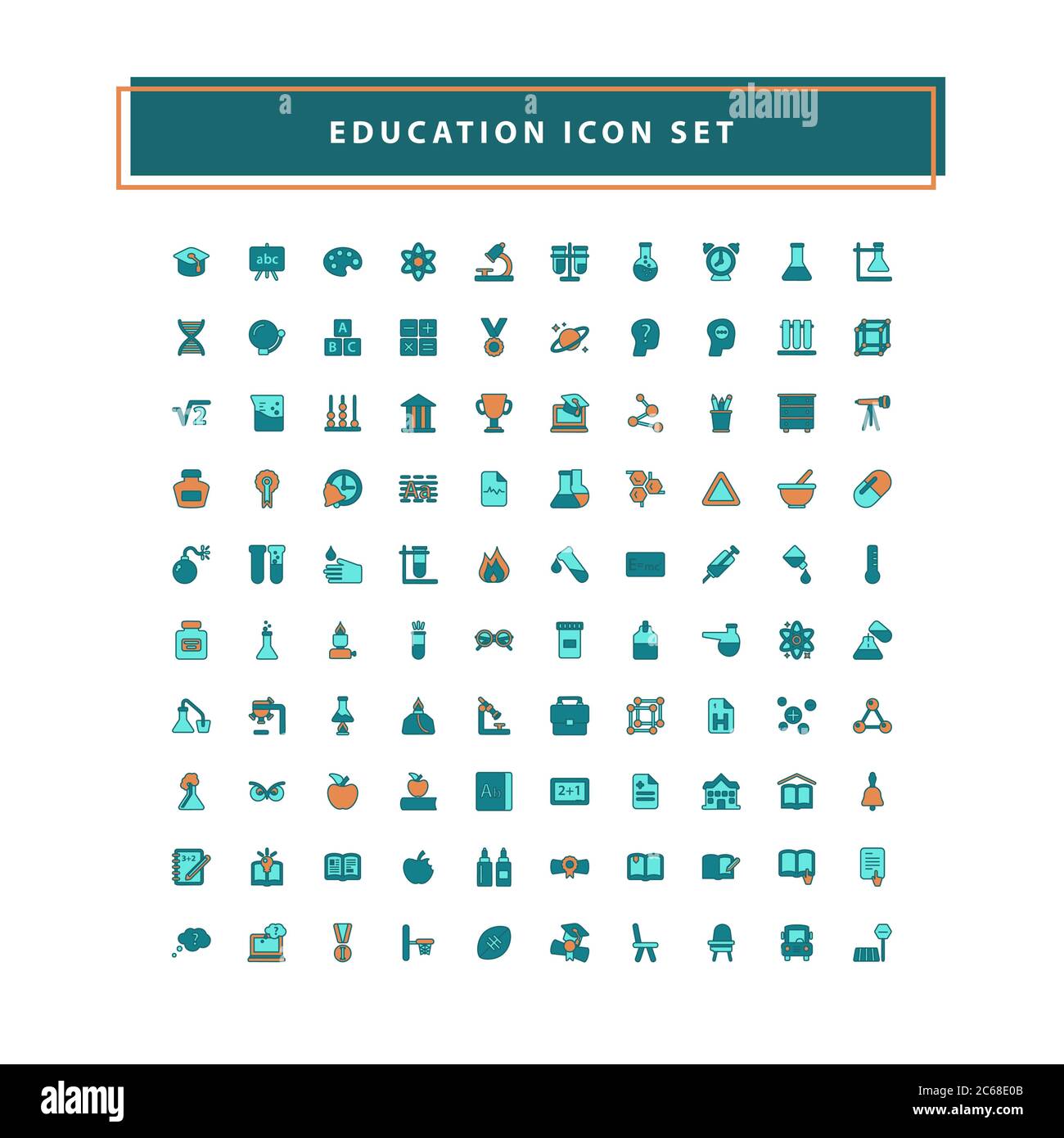 vector of education icons set with filled outline style design Stock ...