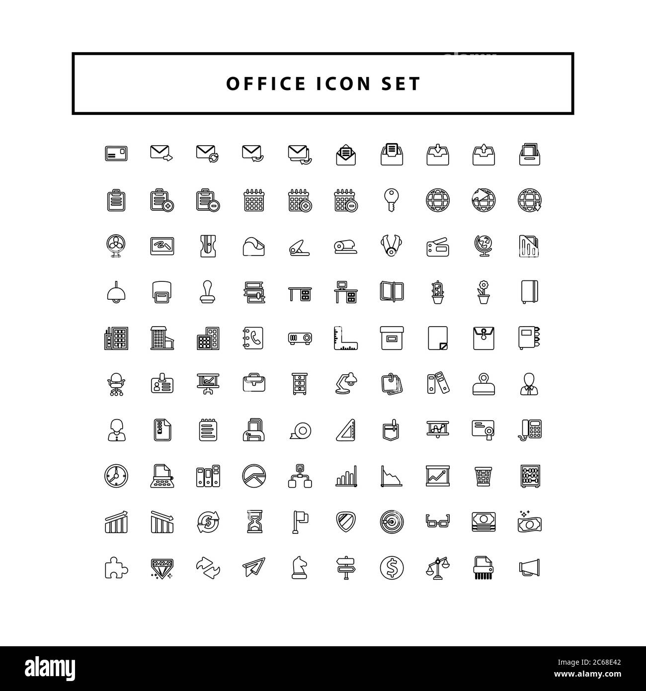 office icons set vector with outline style design Stock Vector Image ...