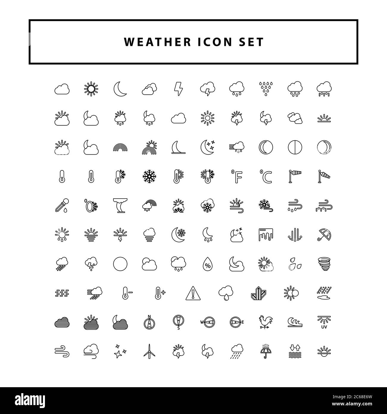 Vector weather icon set with outline style design Stock Vector Image ...