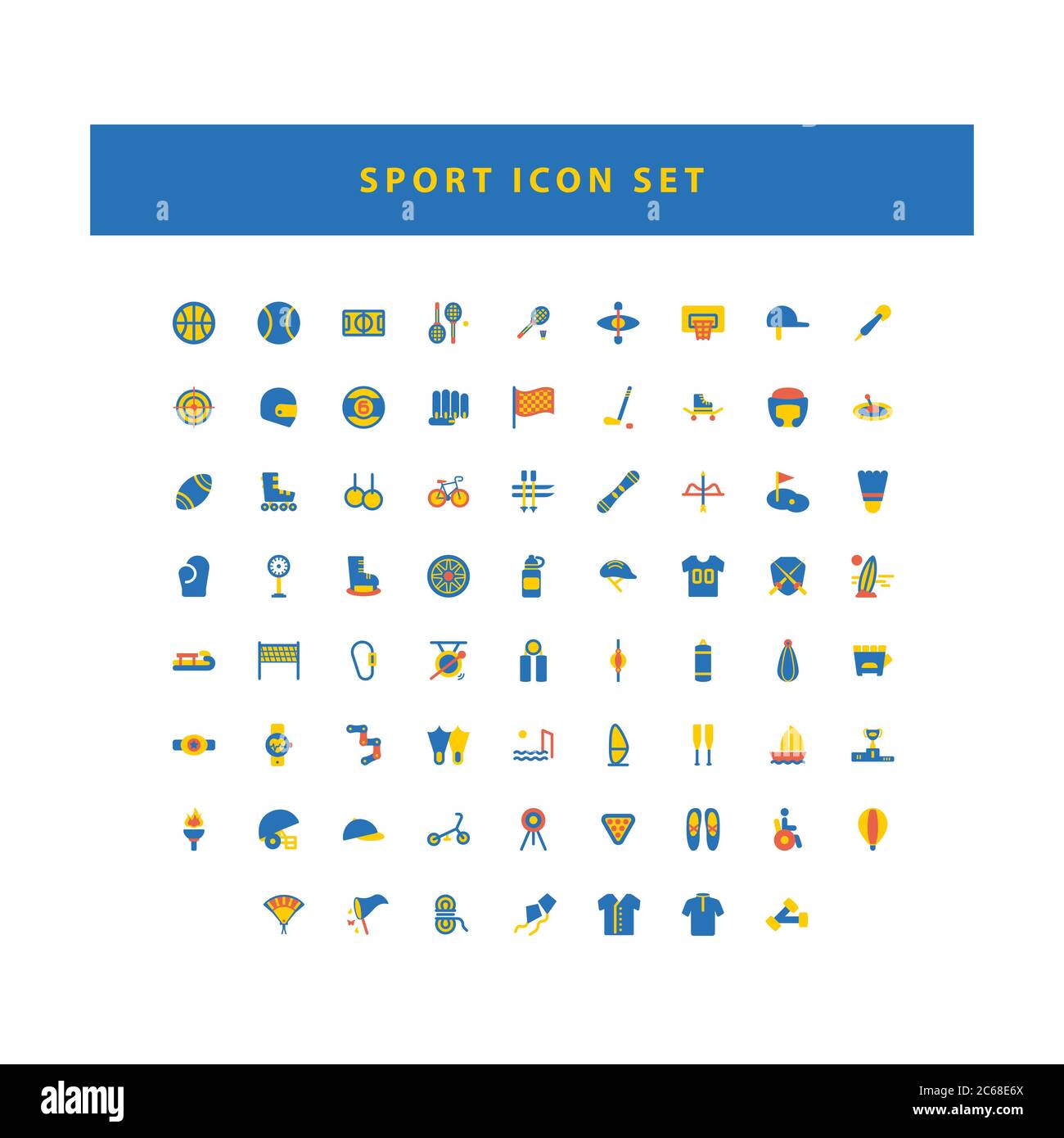 vector of sport icon set with flat color style design Stock Vector ...