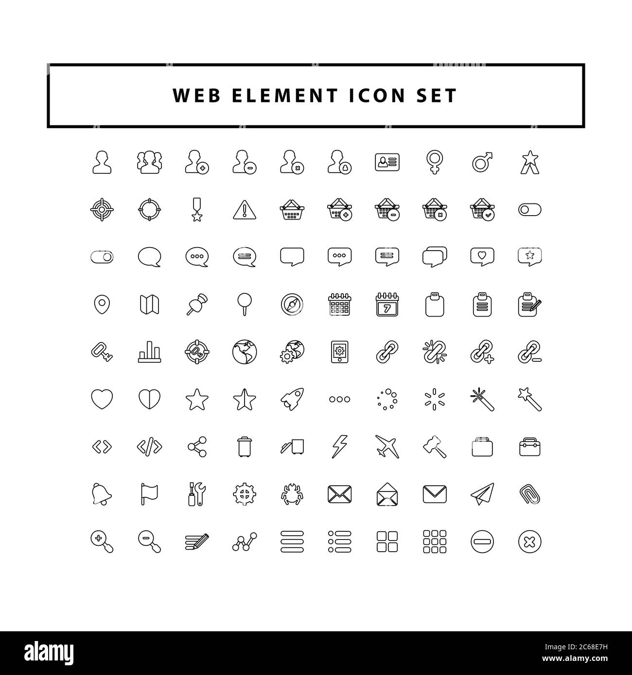 Set of web element icons set with outline style design Stock Vector ...