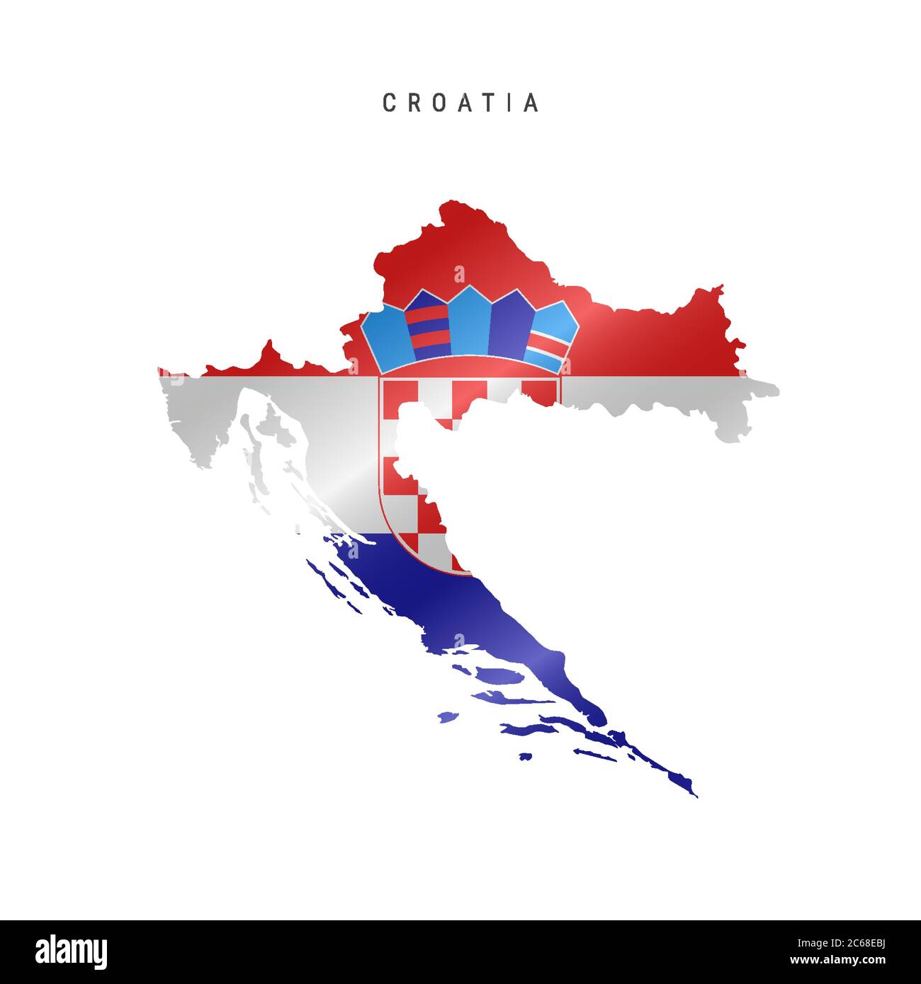 Detailed waving flag map of Croatia. Vector map with masked flag Stock ...