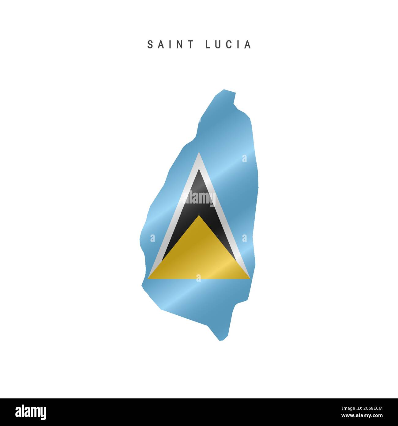 Detailed waving flag map of Saint Lucia. Vector map with masked flag ...