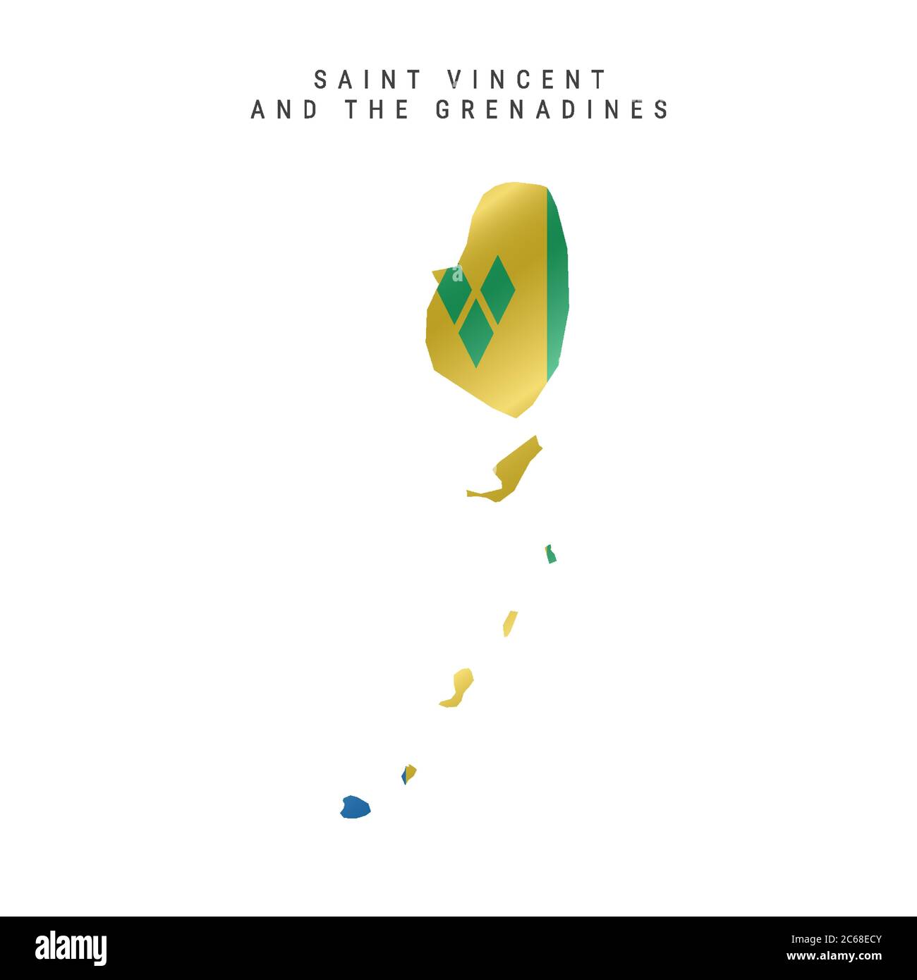 Detailed waving flag map of Saint Vincent and the Grenadines. Vector ...