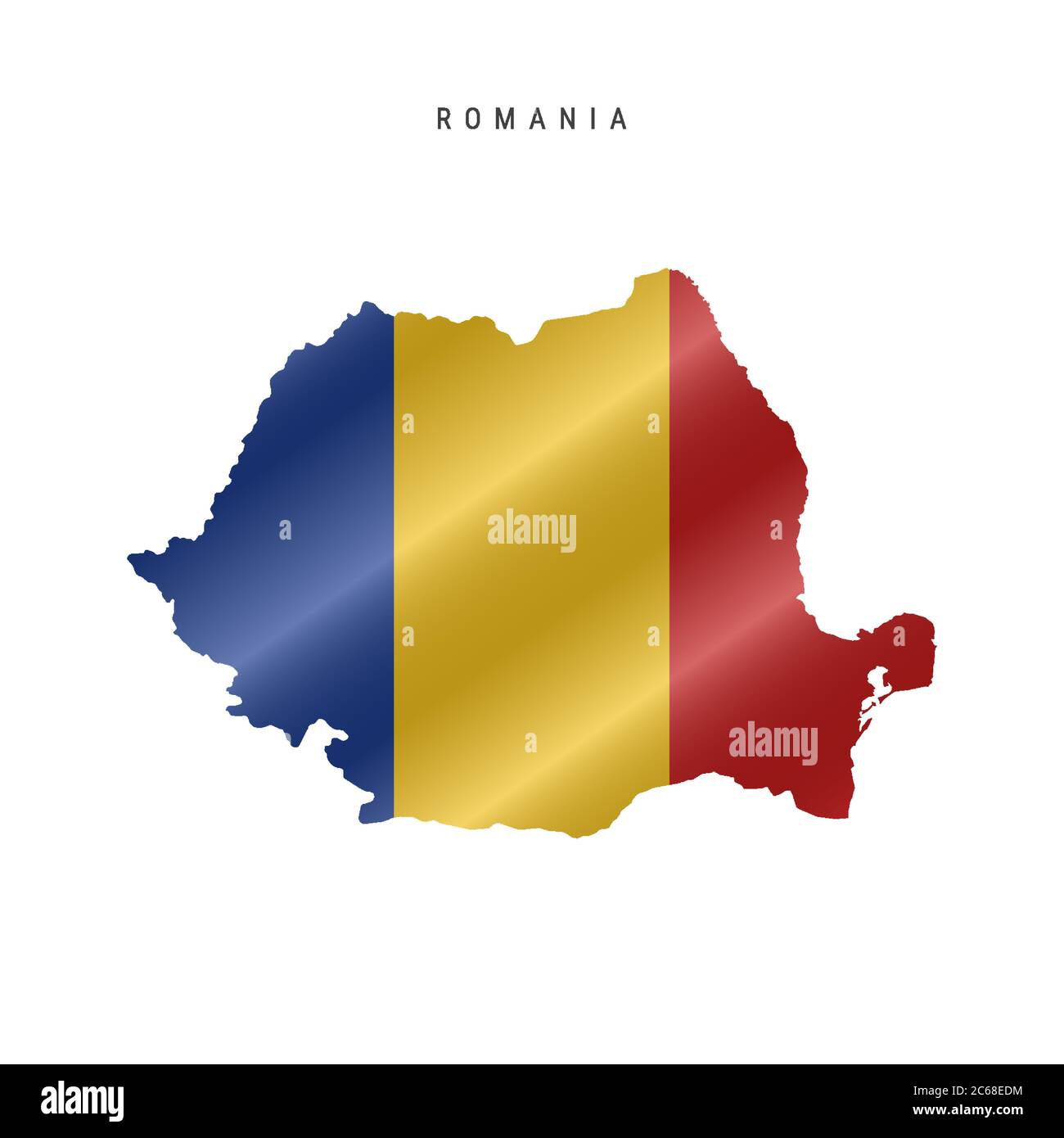 Detailed waving flag map of Romania. Vector map with masked flag Stock ...