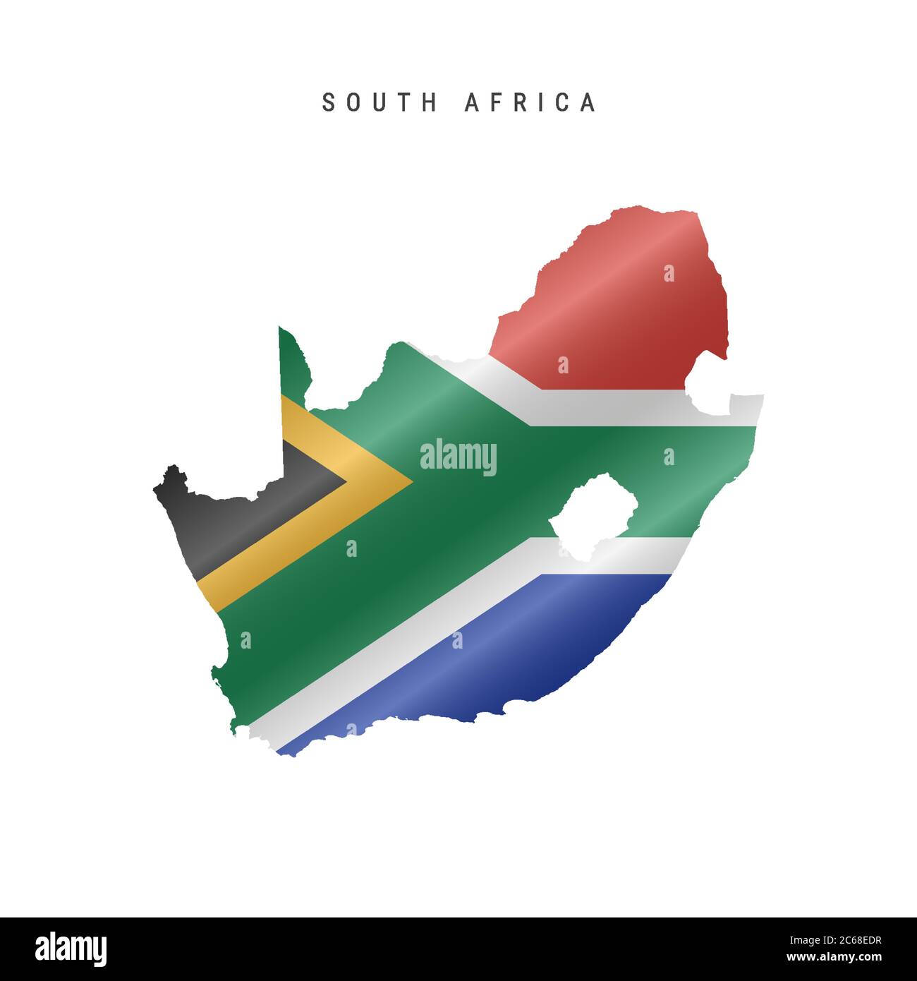 Detailed Waving Flag Map Of South Africa Vector Map With Masked Flag