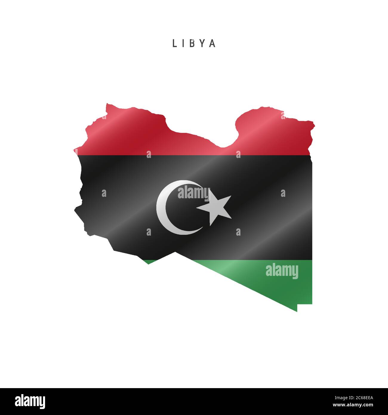 Detailed waving flag map of Libya. Vector map with masked flag Stock ...